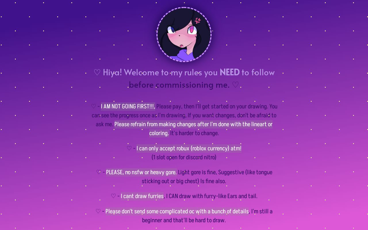 Eri's Commission Rules